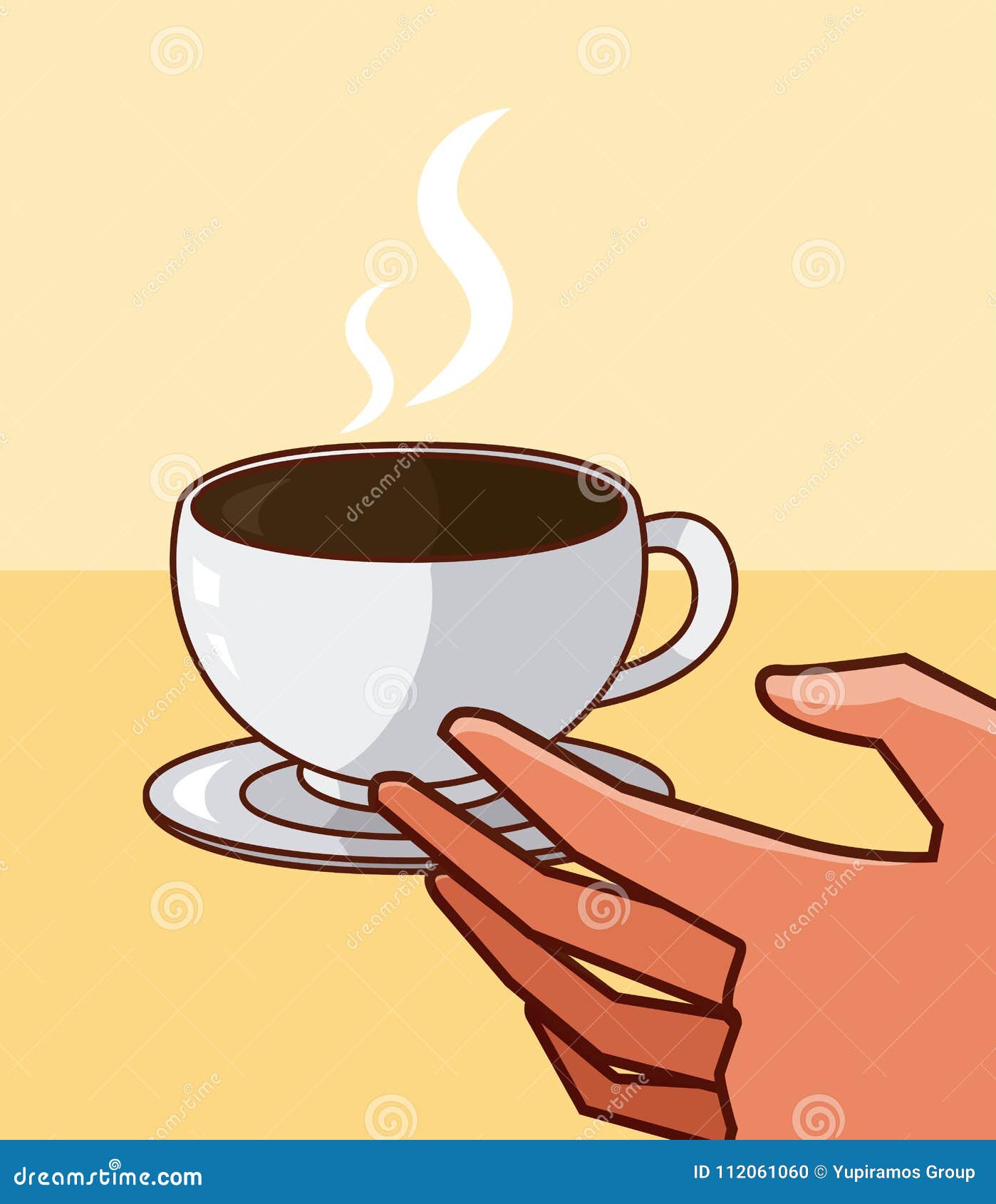 Hand grabbing coffee cup stock vector. Illustration of fresh - 112061060