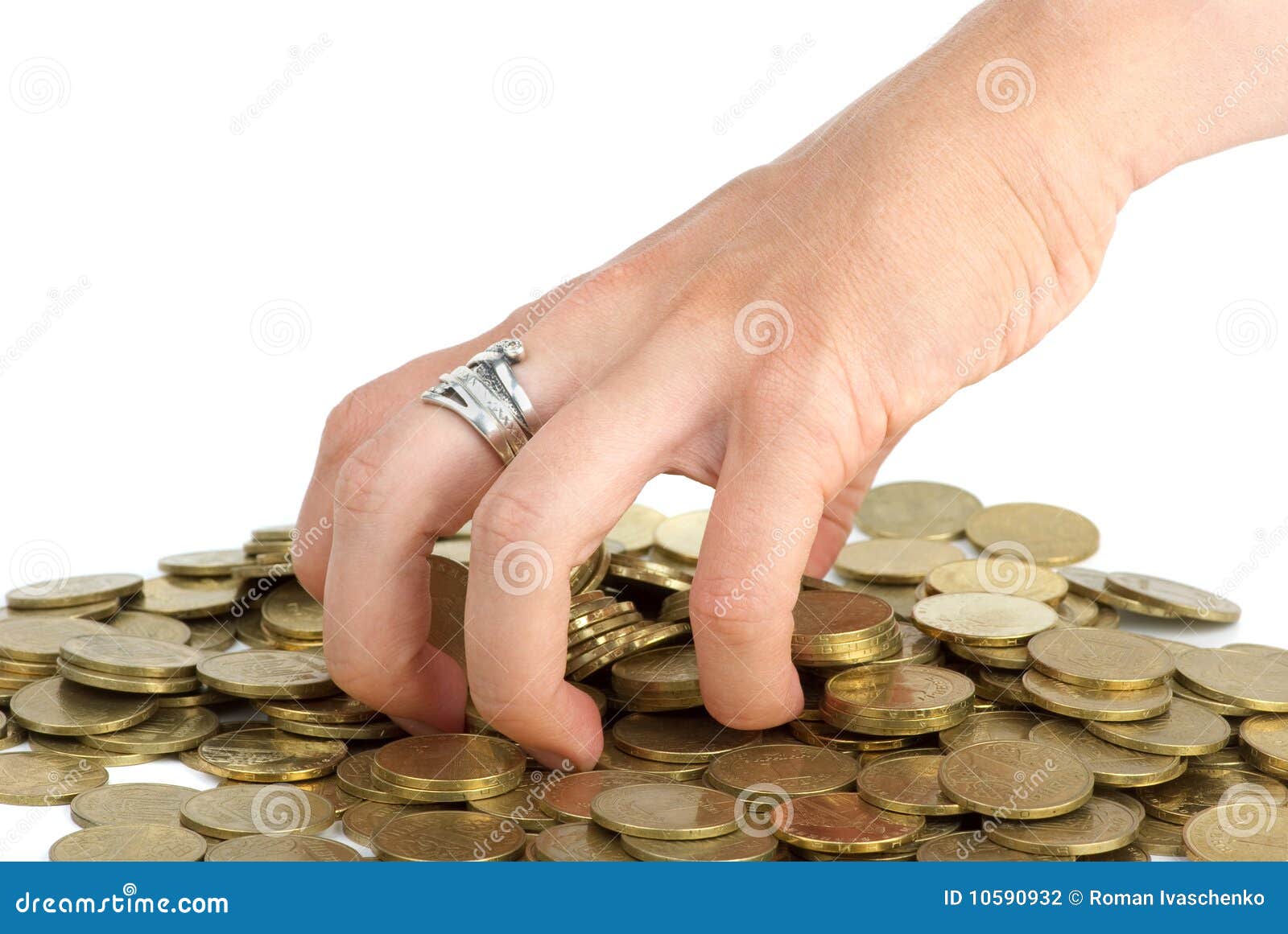 Hand Grabbing Coins from the Pile Stock Photo - Image of money, lending ...