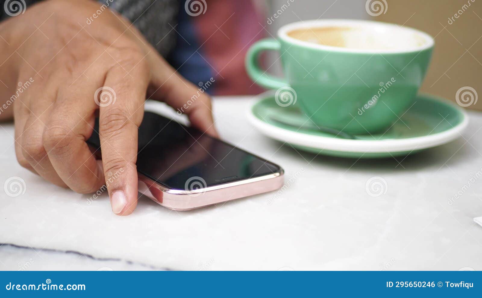 A Hand Grabbing and Picking Up Mobile Phone on the Table. Stock Footage ...