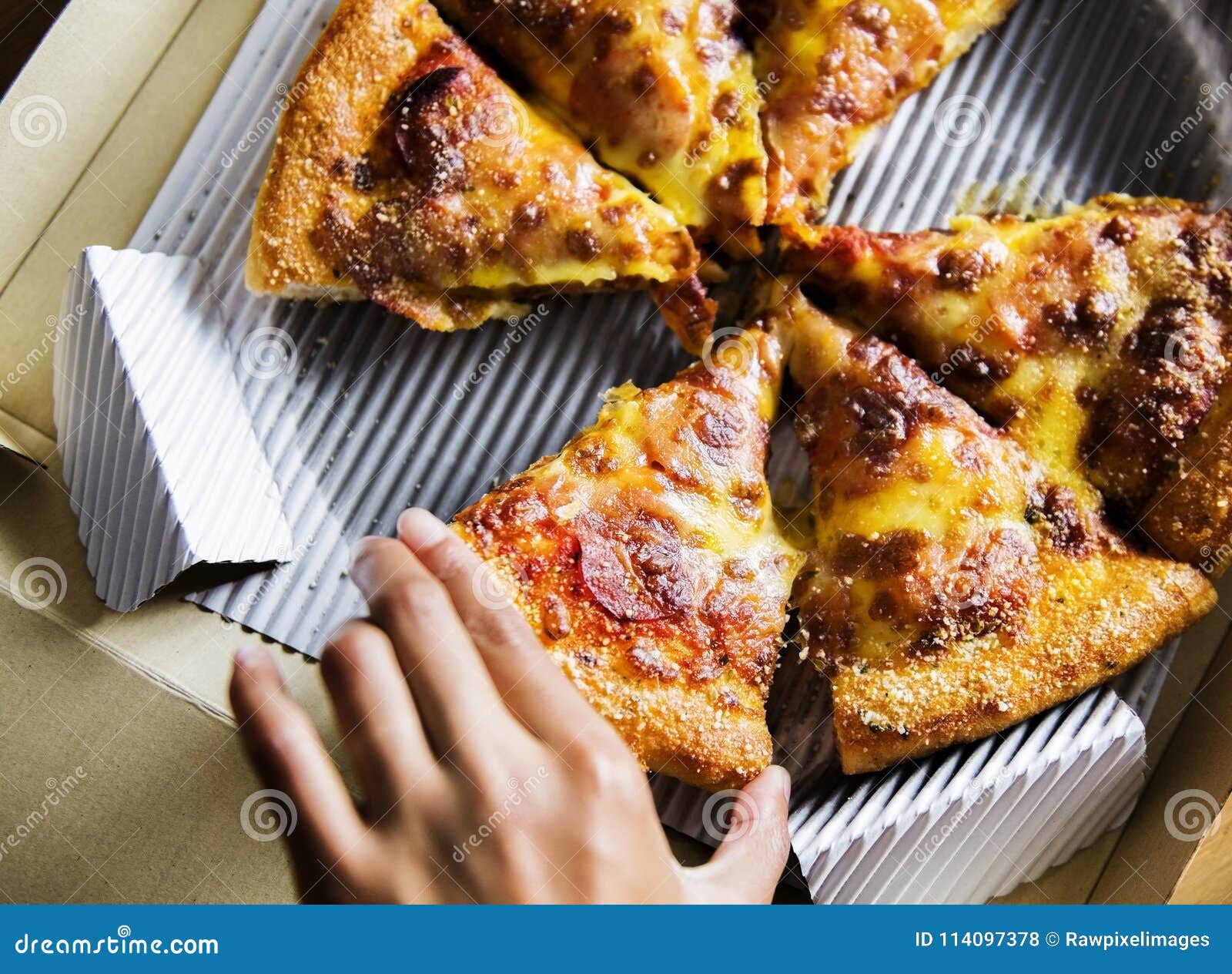 Hand Grabbing a Slice of Pizza Stock Photo - Image of american, grab ...