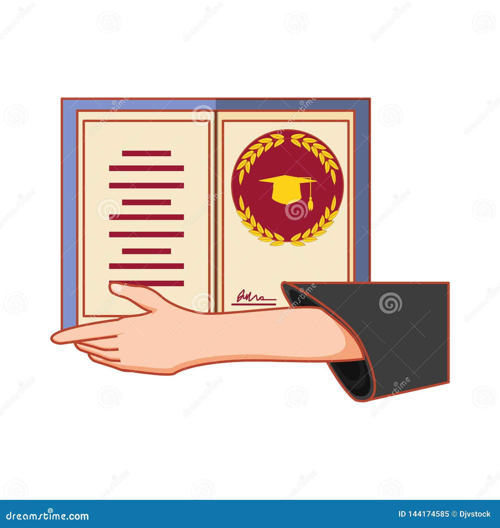 Hand with Graduation Certificate Stock Illustration - Illustration of ...
