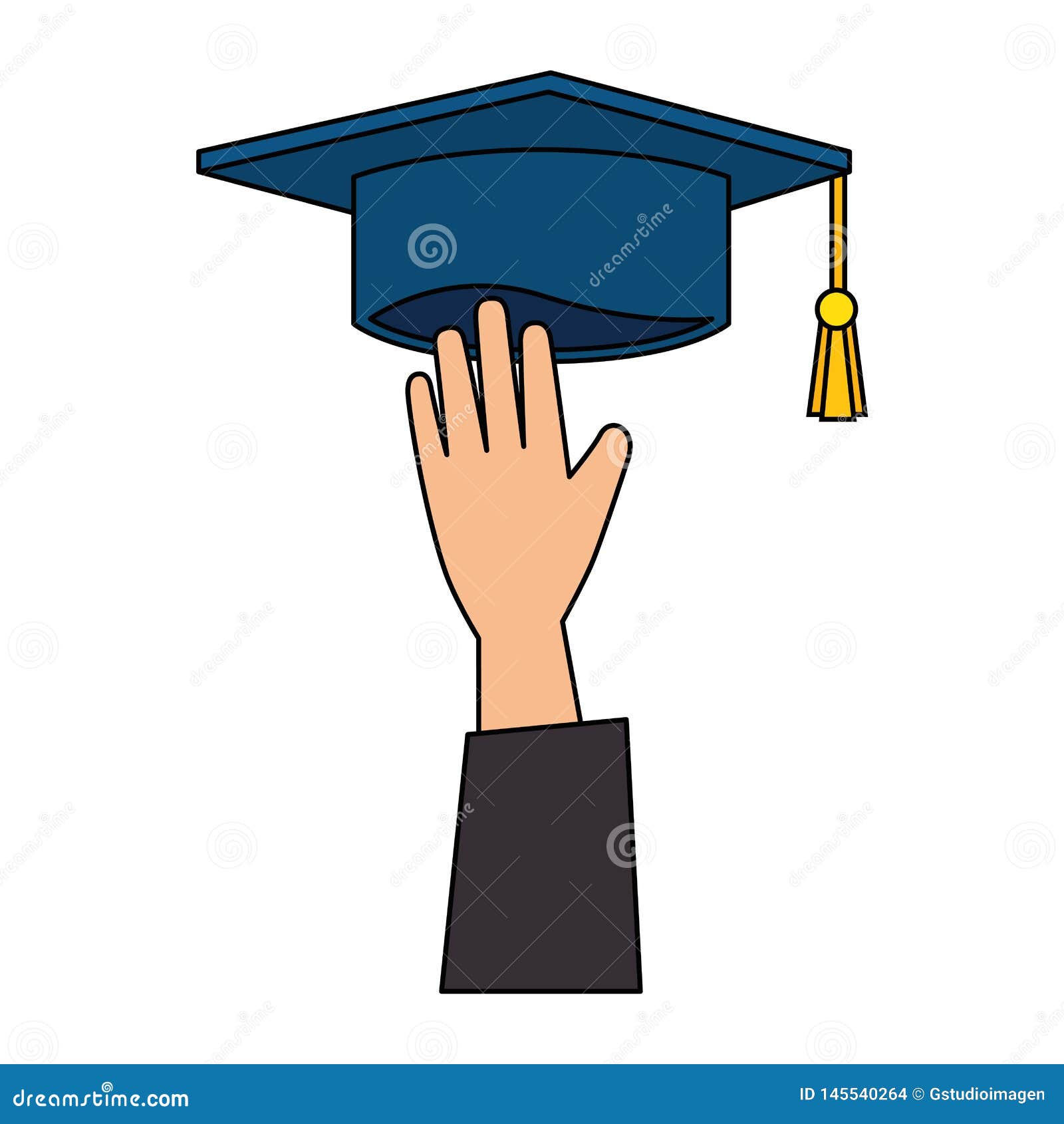 Hand with graduation hat stock illustration. Illustration of icon ...
