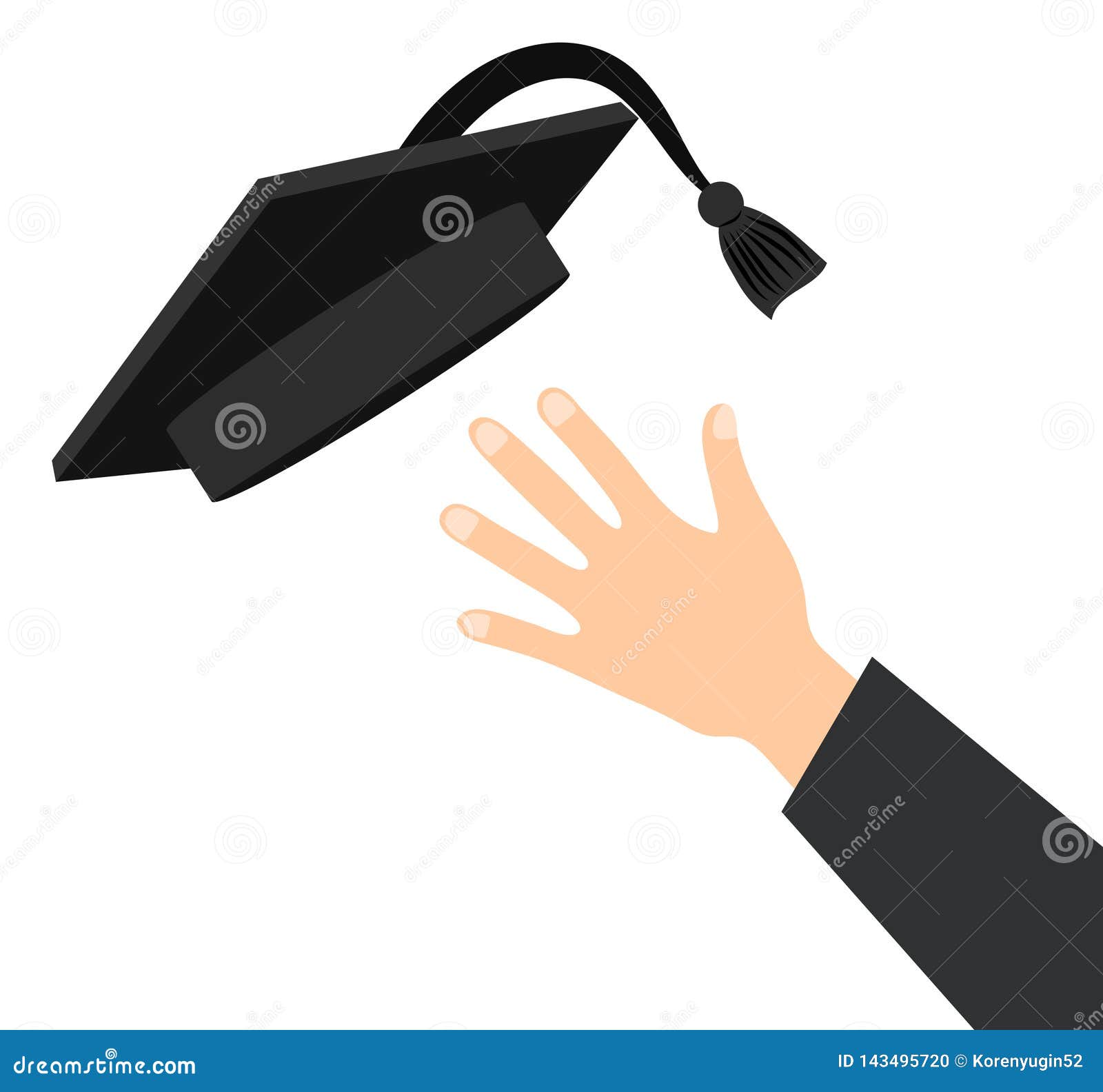 Hand with Graduation Hat on White, Stock Vector Illustration Stock ...