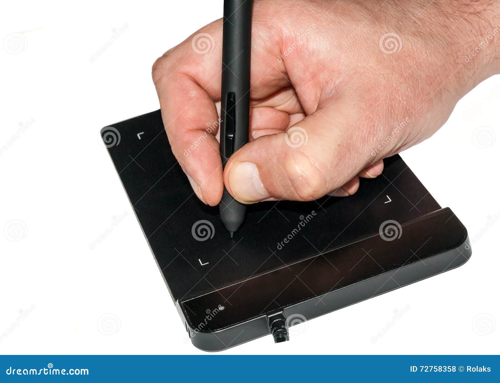 Hand on graphic tablet stock photo. Image of background - 72758358