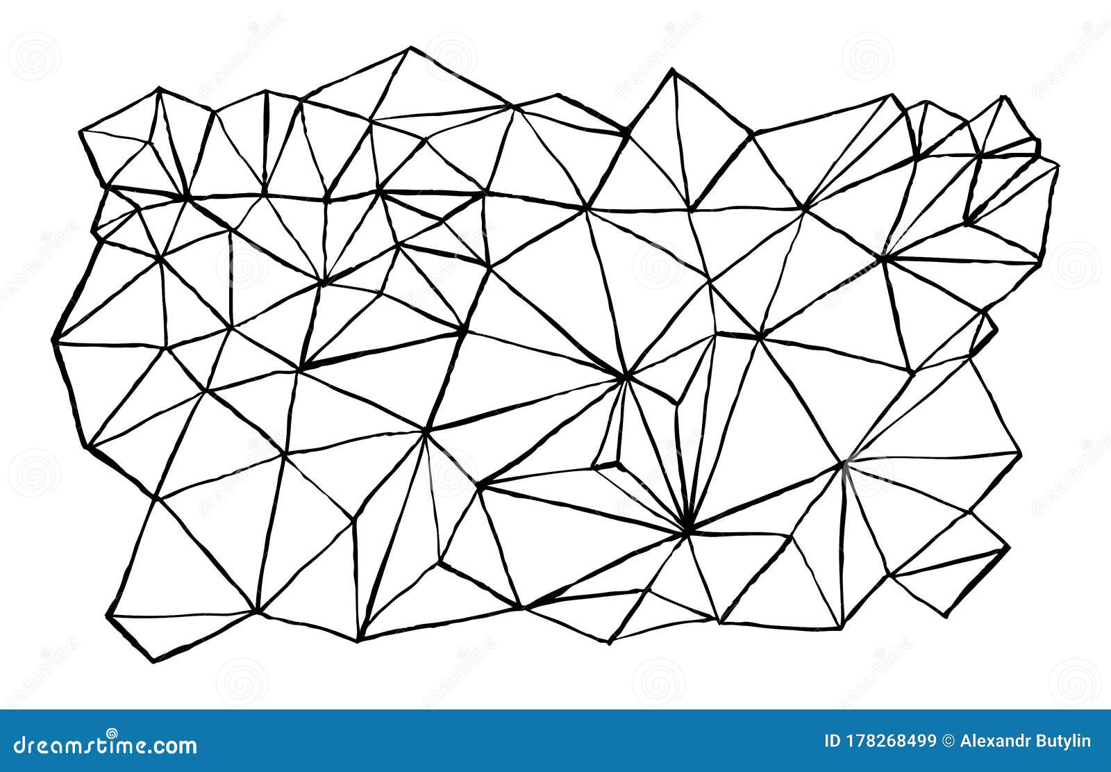 Hand Graphics, Abstract Crystal Mesh Drawn with Brush and Ink. Vector ...