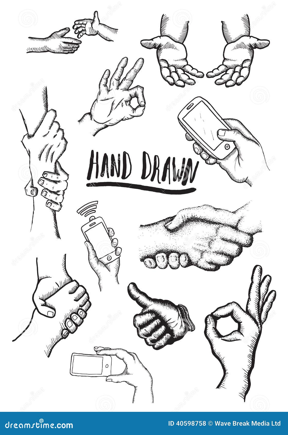 Hand Graphics, Horizontal And Vertical Lines Drawn With Brush And Ink ...