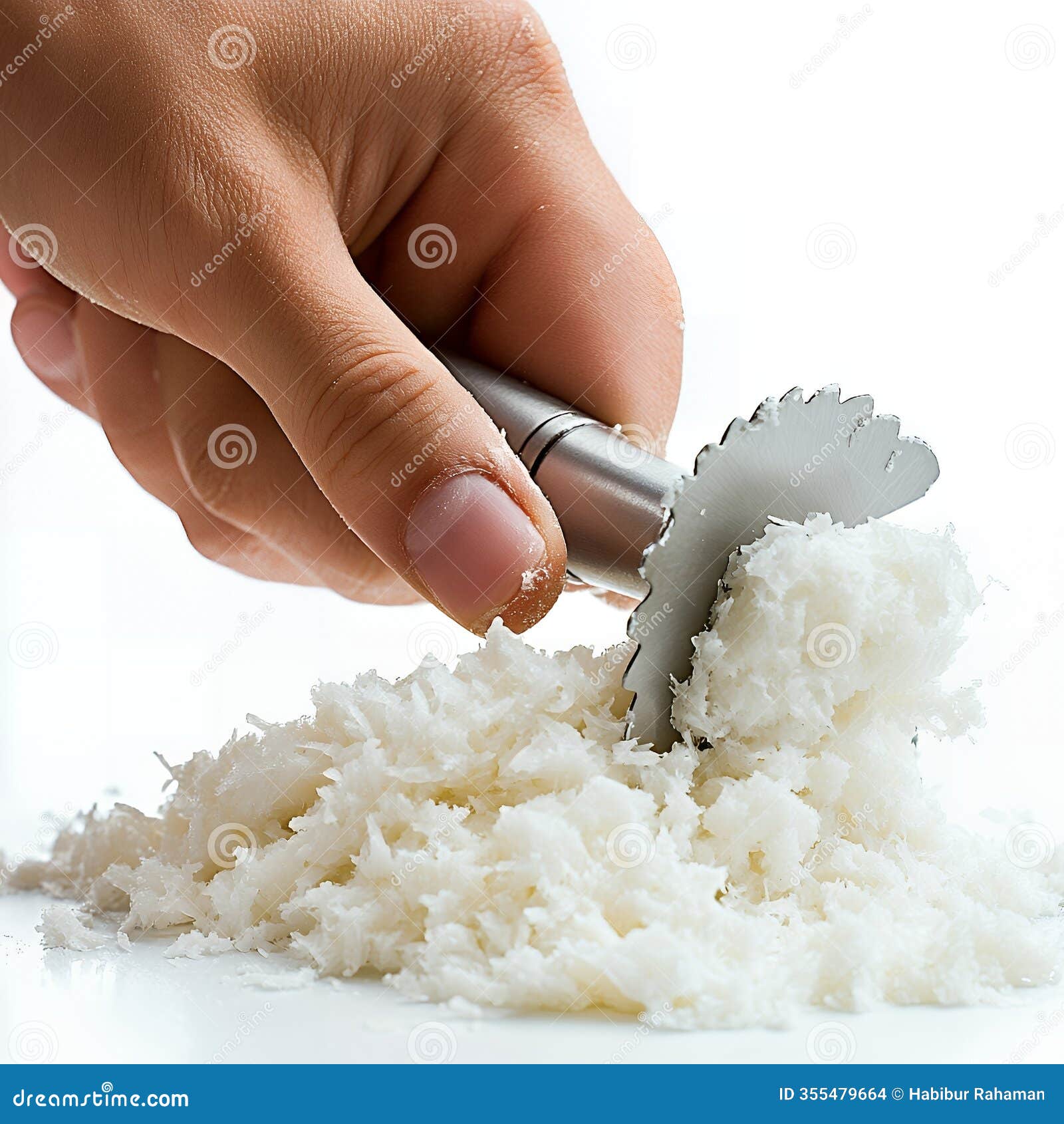 Hand Grating Fresh Coconut with a Tool Stock Illustration ...