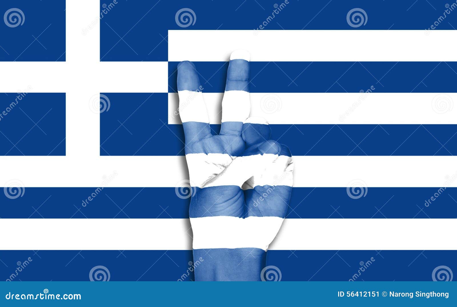 Hand on the Greece Flag Background Stock Illustration - Illustration of ...
