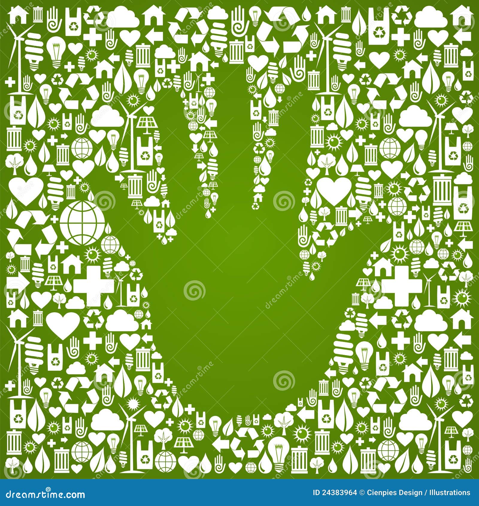 Hand with Green Icons Background Stock Vector - Illustration of ...