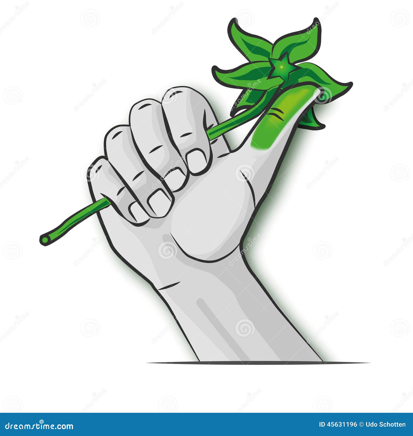 Hand with a green thumb stock vector. Illustration of animation - 45631196