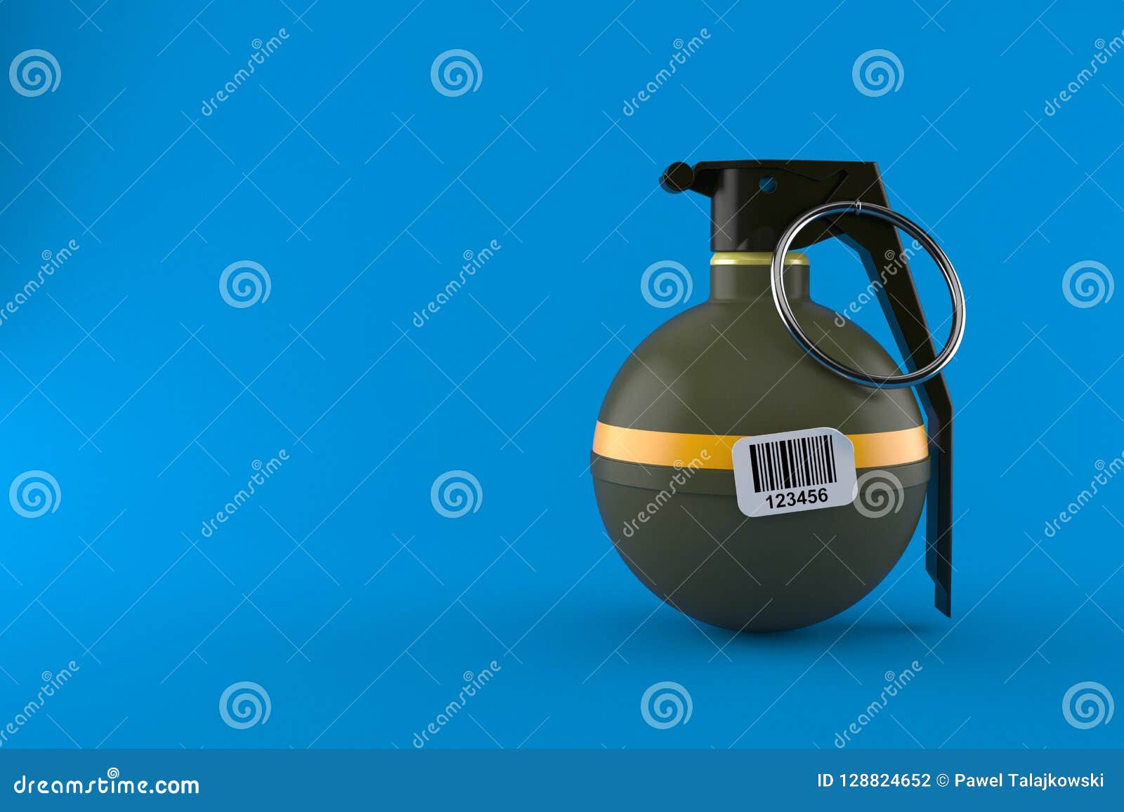Hand Grenade with Barcode Sticker Stock Illustration - Illustration of ...