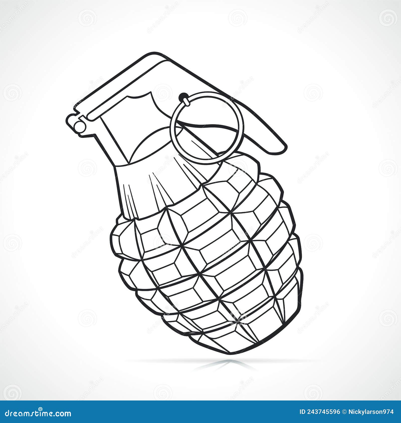 Hand Grenade Black and White Stock Vector - Illustration of drawing ...