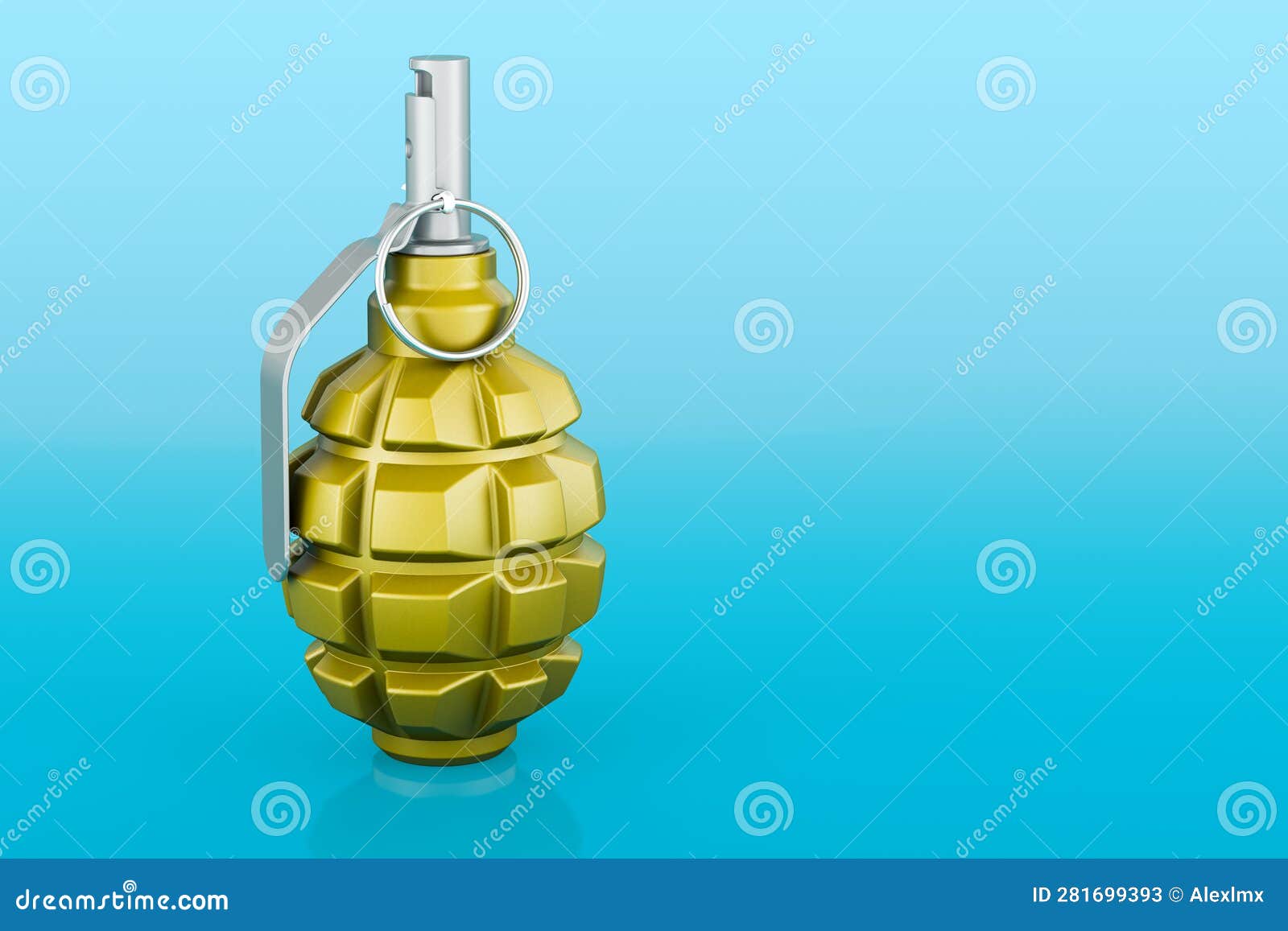Hand Grenade on Blue Background, 3D Rendering Stock Illustration ...