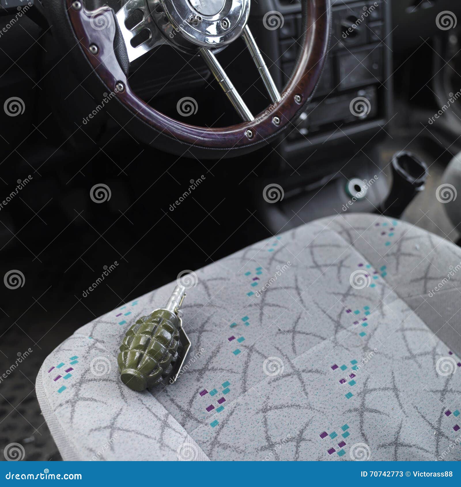 Hand Grenade in a Car stock image. Image of issue, stick - 70742773