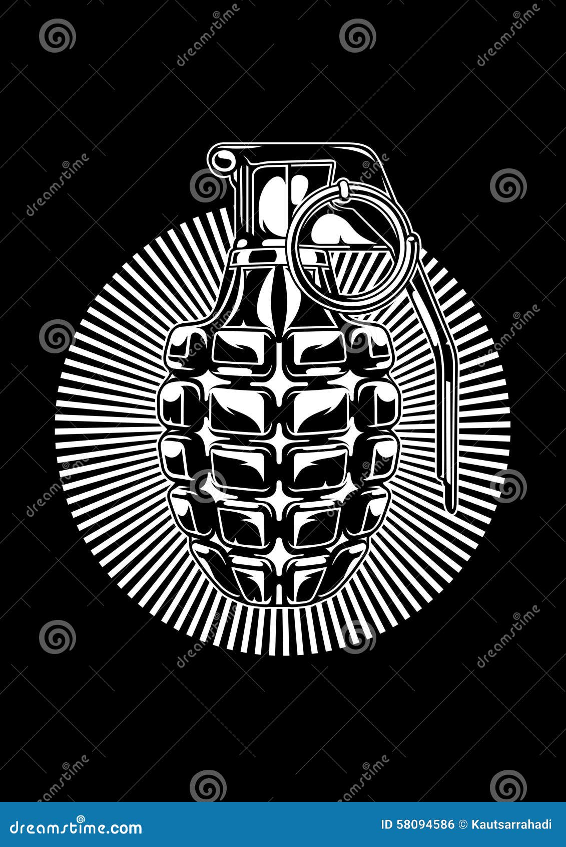 Hand Grenade stock vector. Illustration of black, kill - 58094586