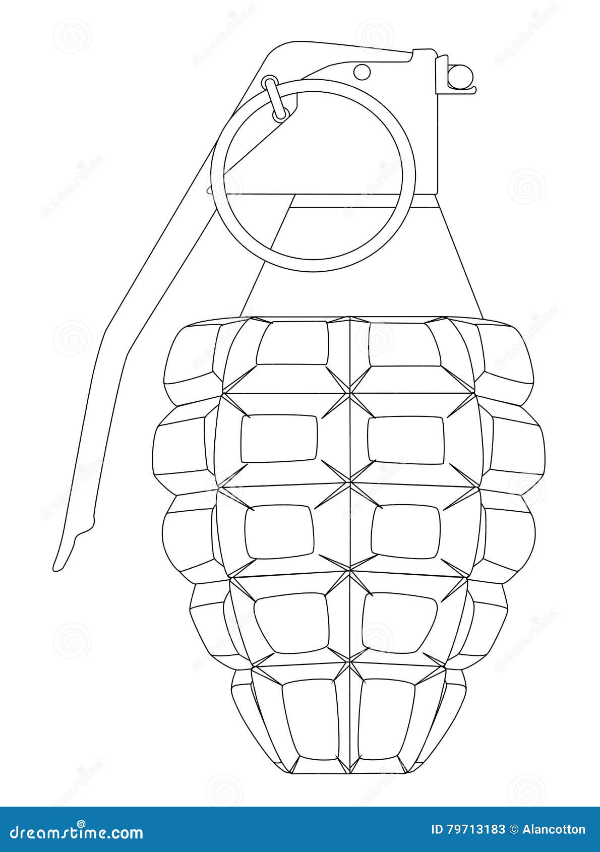 Hand Grenade Outline stock vector. Illustration of artwork - 79713183