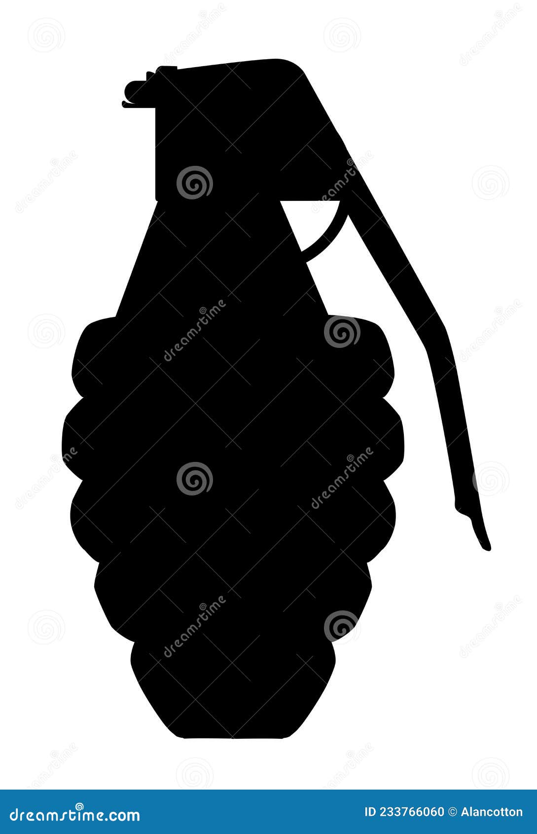 Hand Grenade Silhouette stock vector. Illustration of graphic - 233766060