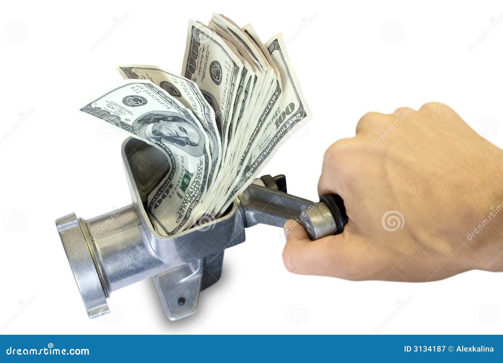 Hand and Grinder with Dollars Stock Image - Image of finances, growth ...