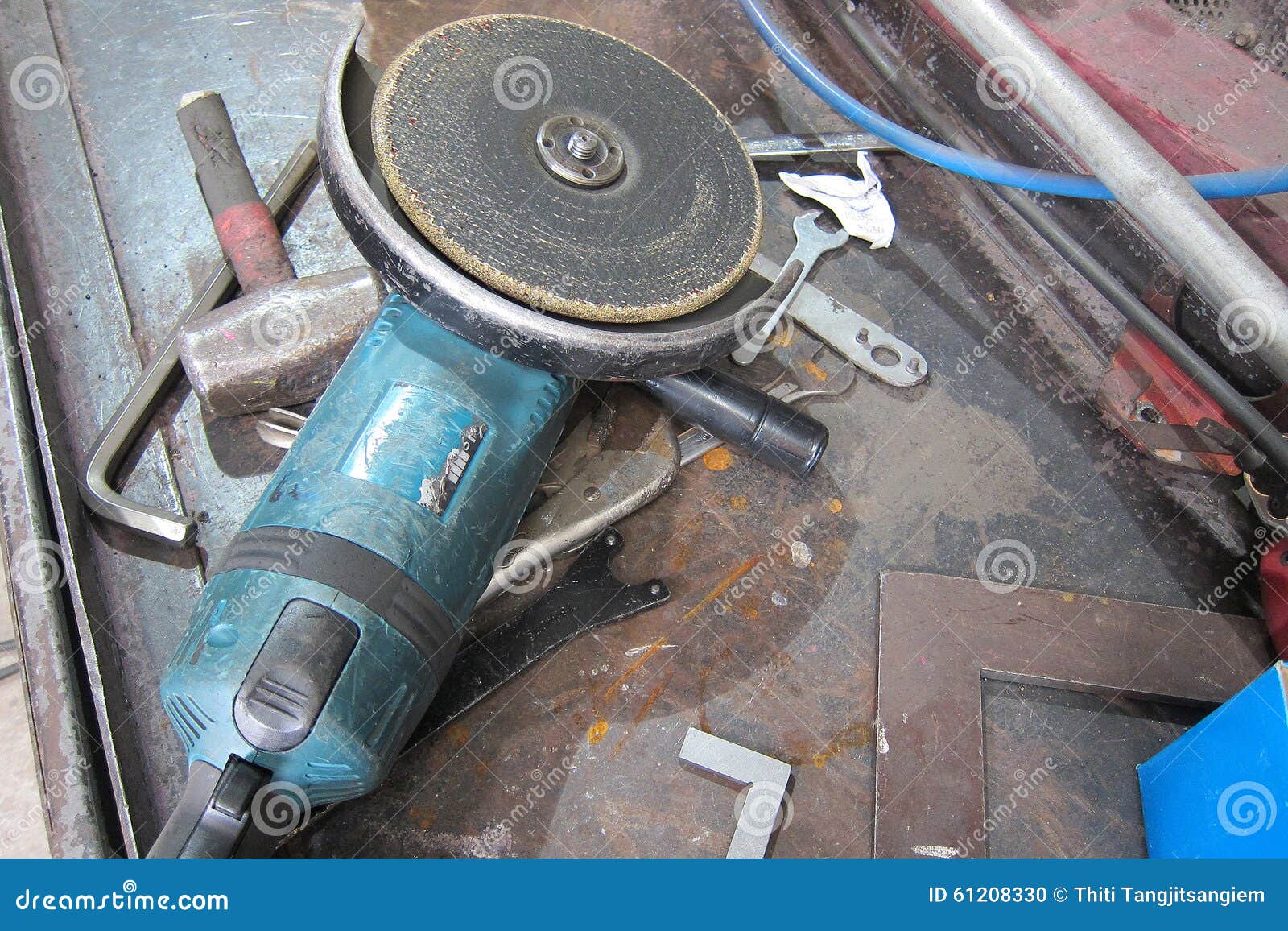 Hand grinding stock photo. Image of lathclamp, caution - 61208330