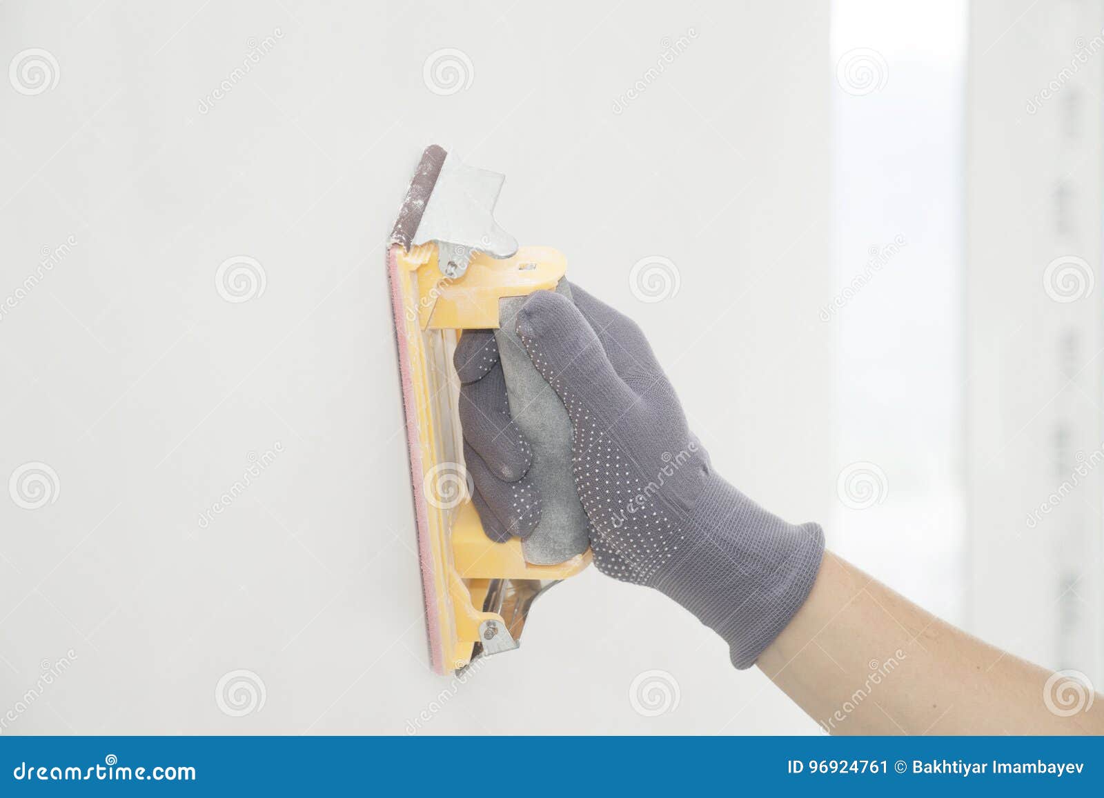 Hand Grinding Wall with Sandpaper Stock Image - Image of gloves, real ...