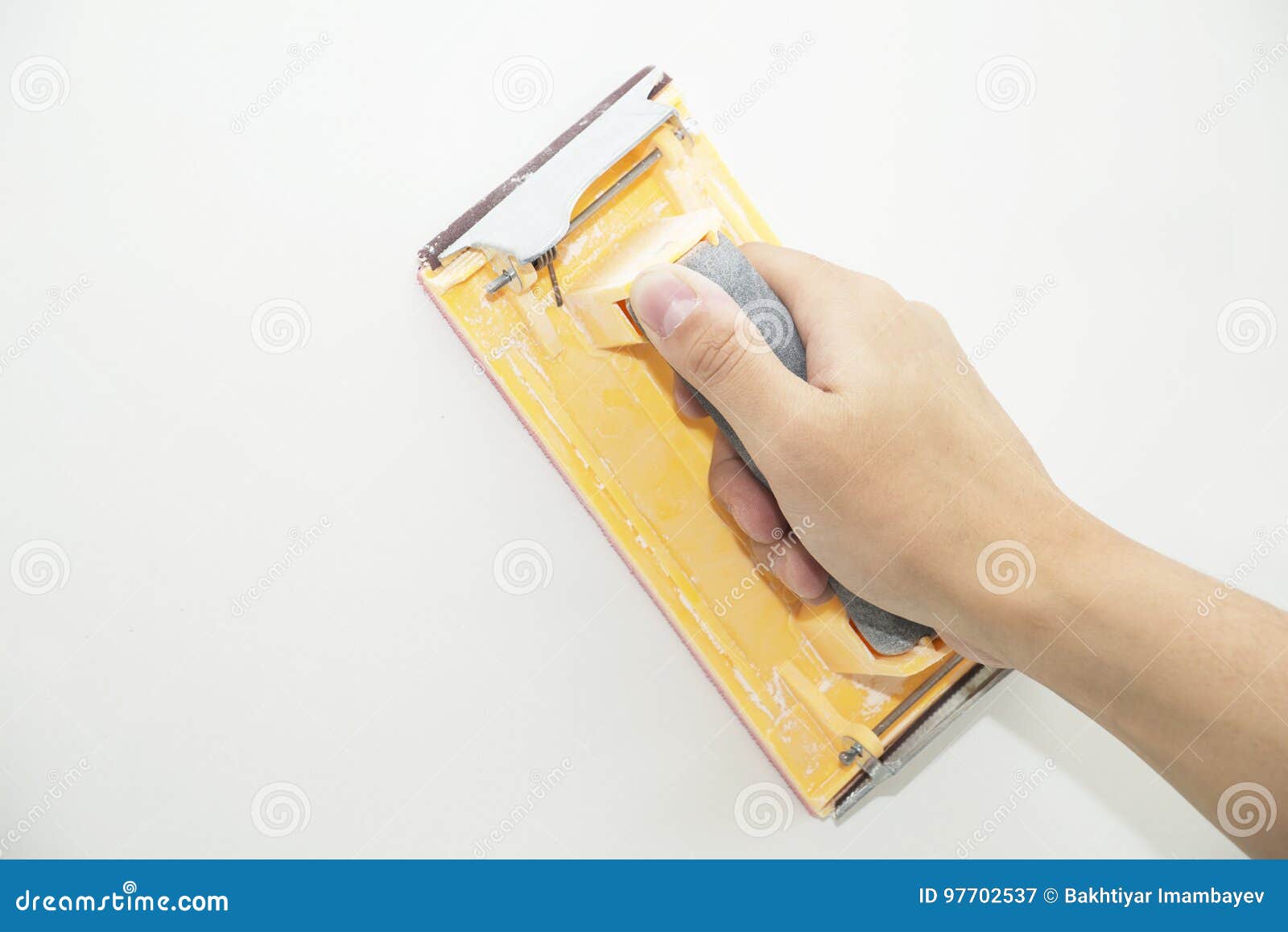 Hand Grinding Wall with Sandpaper Stock Image - Image of hand, repairer ...