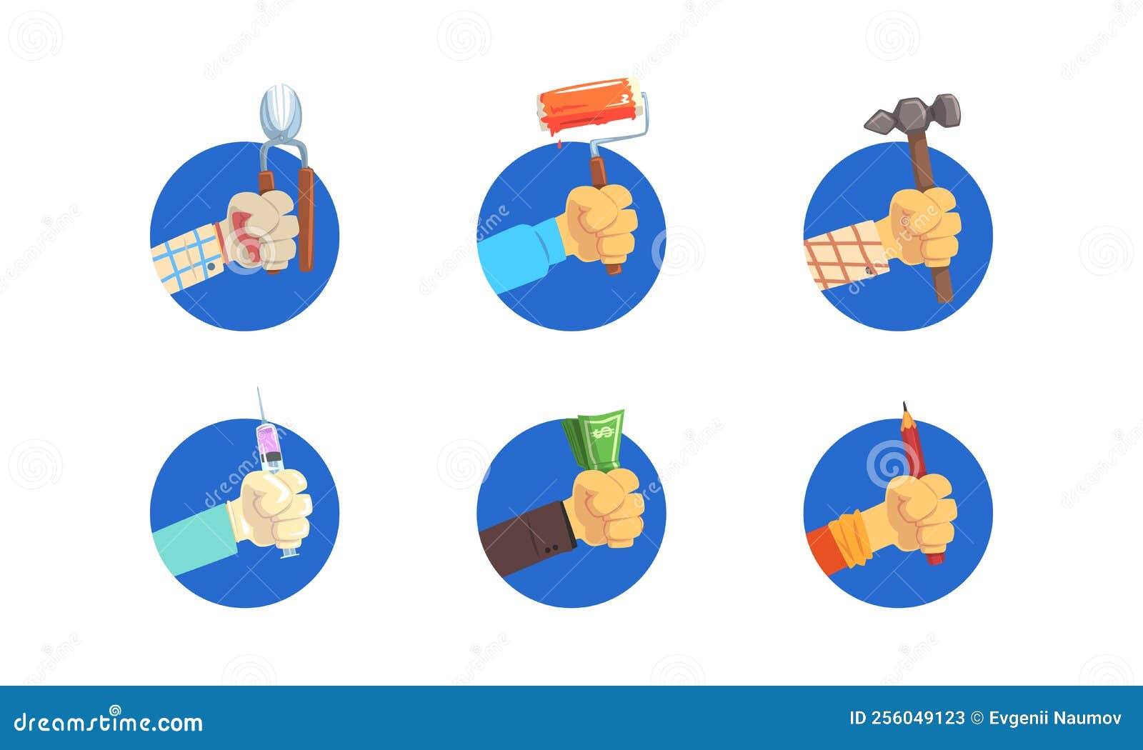 Hand Grip Holding Professional Tool and Instrument in Blue Circle ...