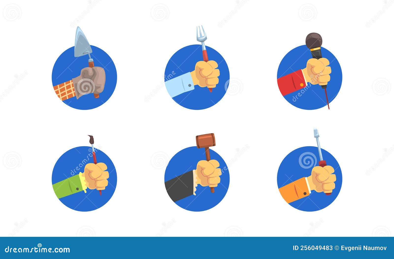 Hand Grip Holding Professional Tool and Instrument in Blue Circle ...