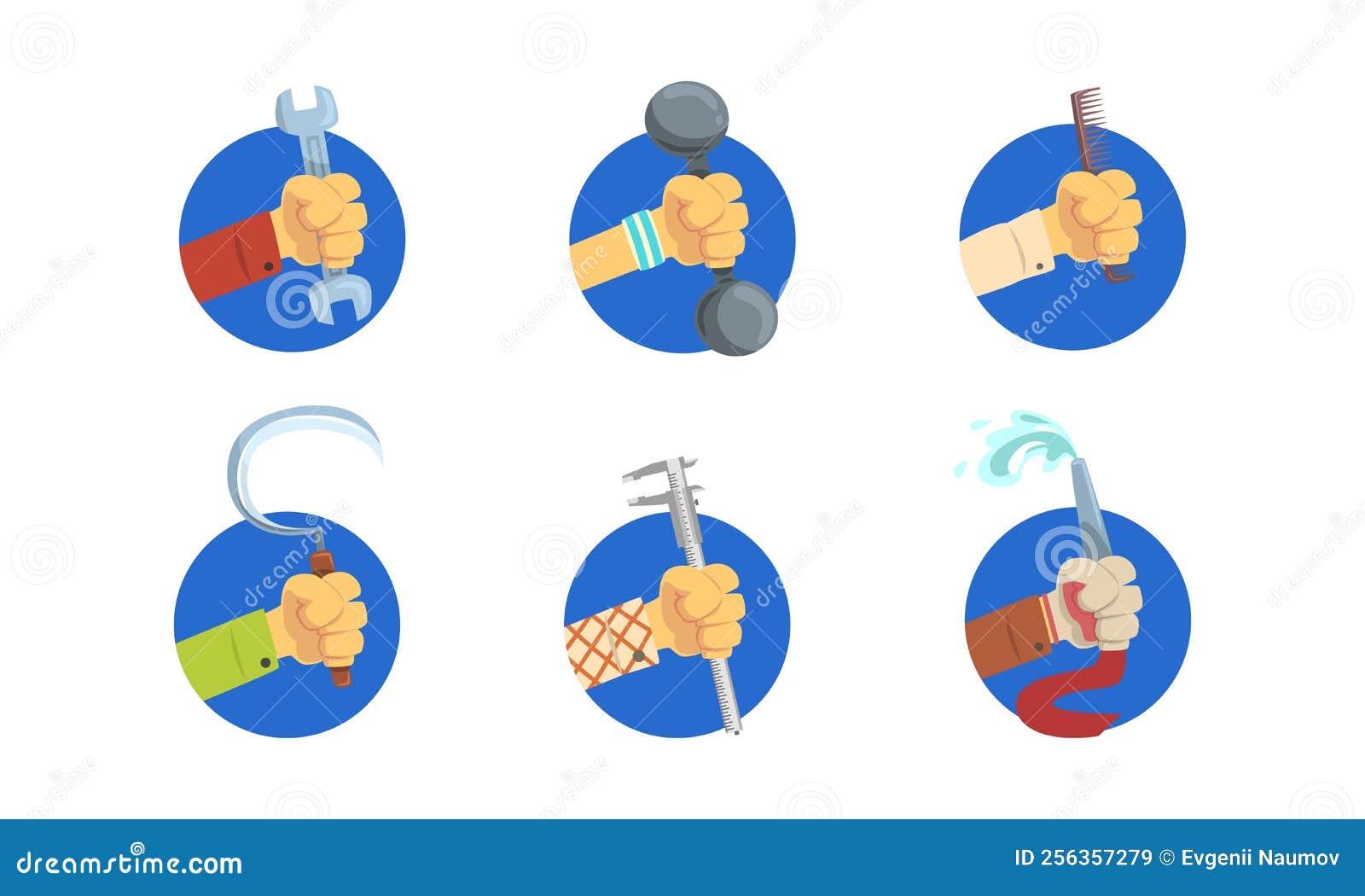 Hand Grip Holding Professional Tool and Instrument in Blue Circle ...