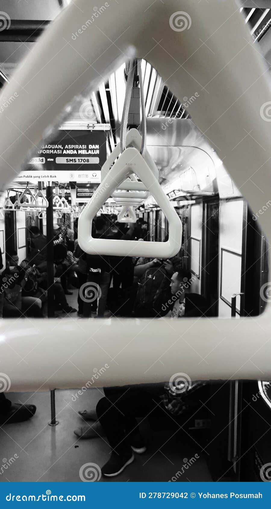 The hand grip on the train stock photo. Image of design - 278729042