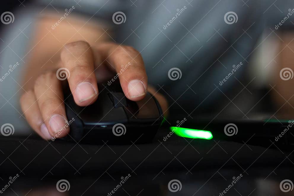Close-up Hand on Computer Mouse while Working Stock Photo - Image of ...