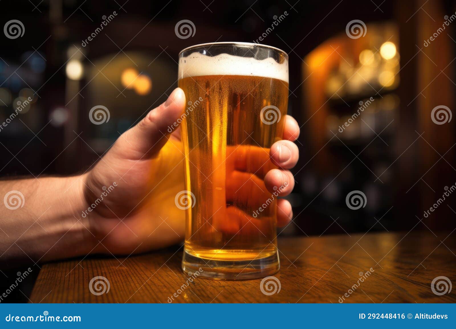 Hand Gripping a Cold Pint Glass of Light Lager Stock Illustration ...