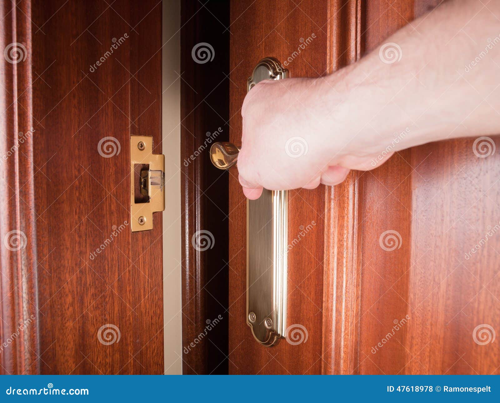 Hand Gripping the Handle of a Door Stock Photo - Image of room, opening ...