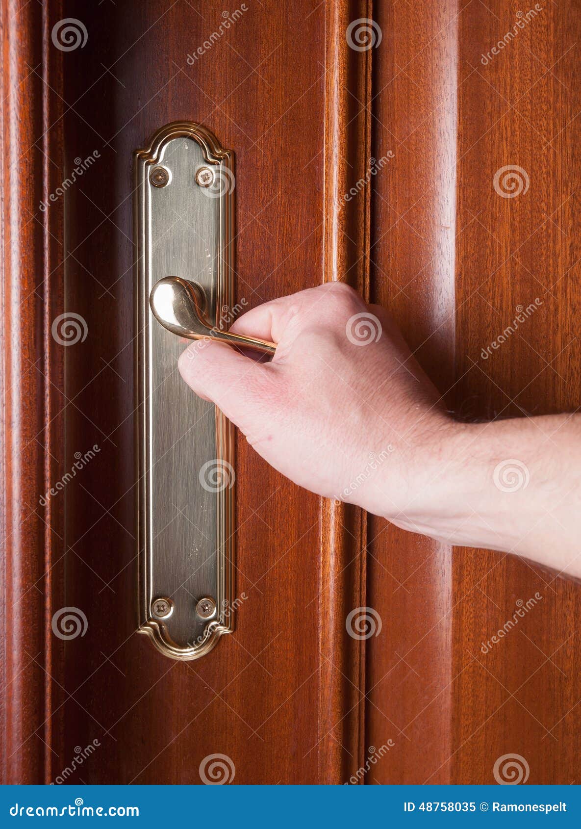 Hand Gripping the Handle of a Door Stock Image - Image of home, hotel ...