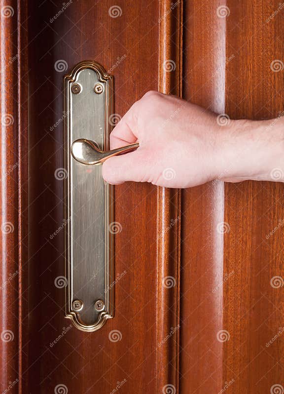 Hand Gripping the Handle of a Door Stock Photo - Image of hotel ...