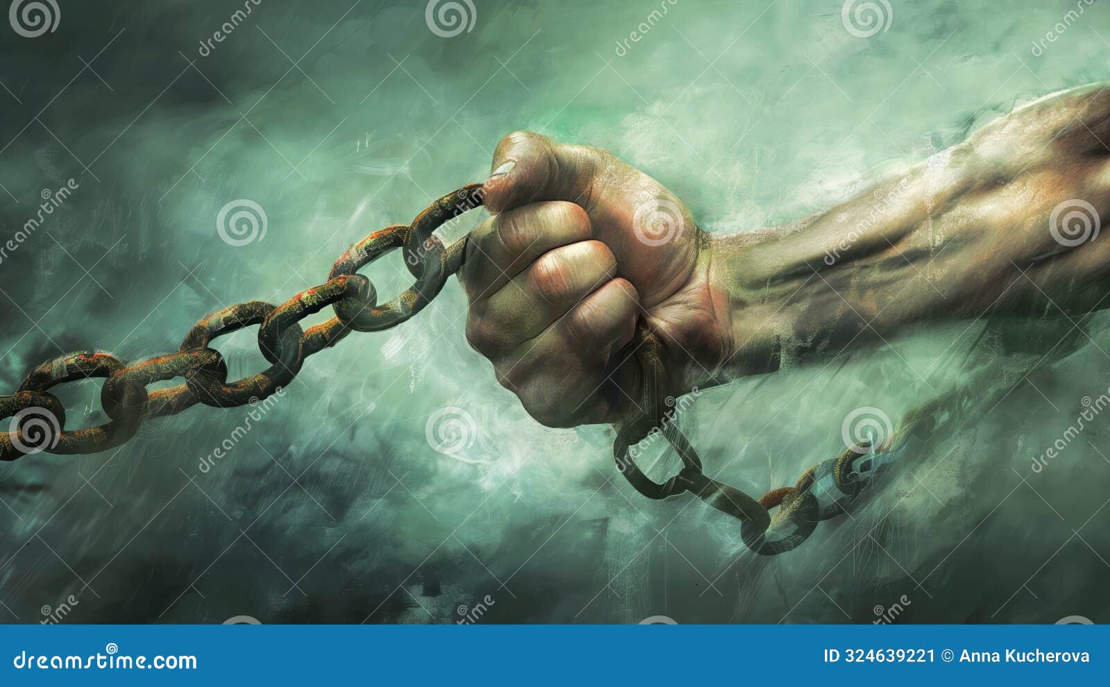 Hand Gripping a Rusty Chain Stock Illustration - Illustration of ...
