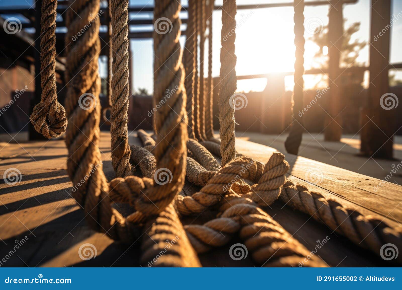 Hand Grips and Ropes of an Obstacle Course Stock Photo - Image of ...