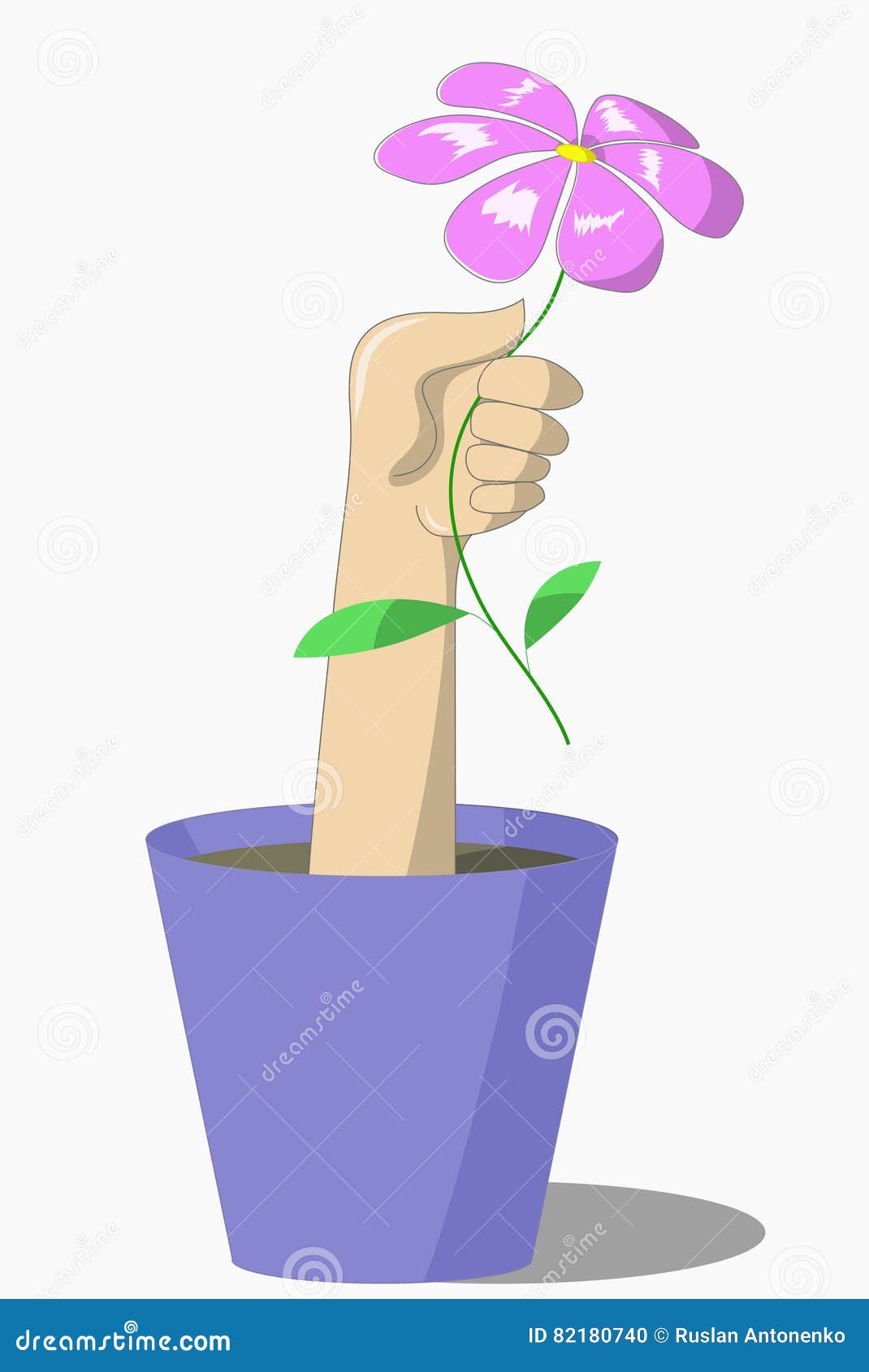 Hand grow flower stock vector. Illustration of joke, conceptual - 82180740