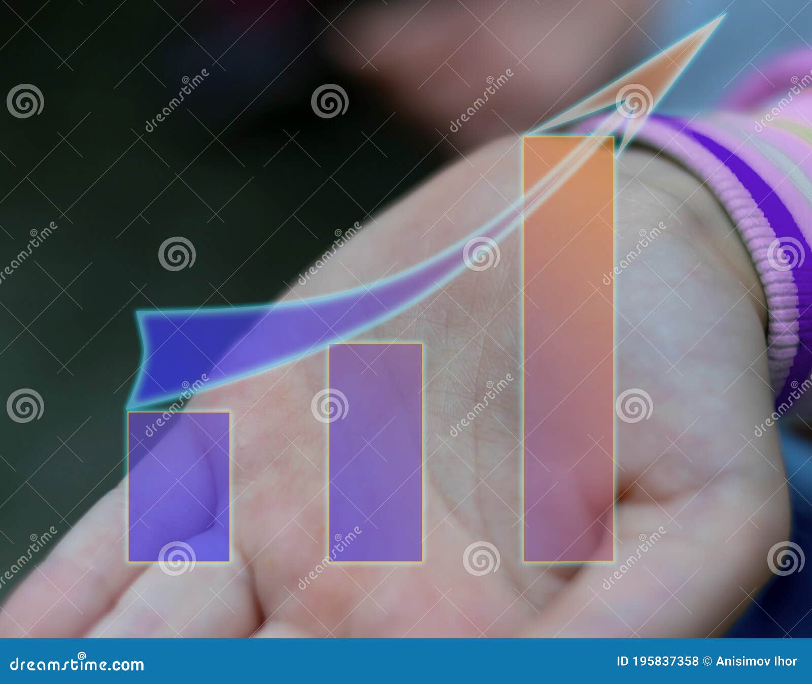 Hand with Growth Chart of Business or Finance Stock Illustration ...
