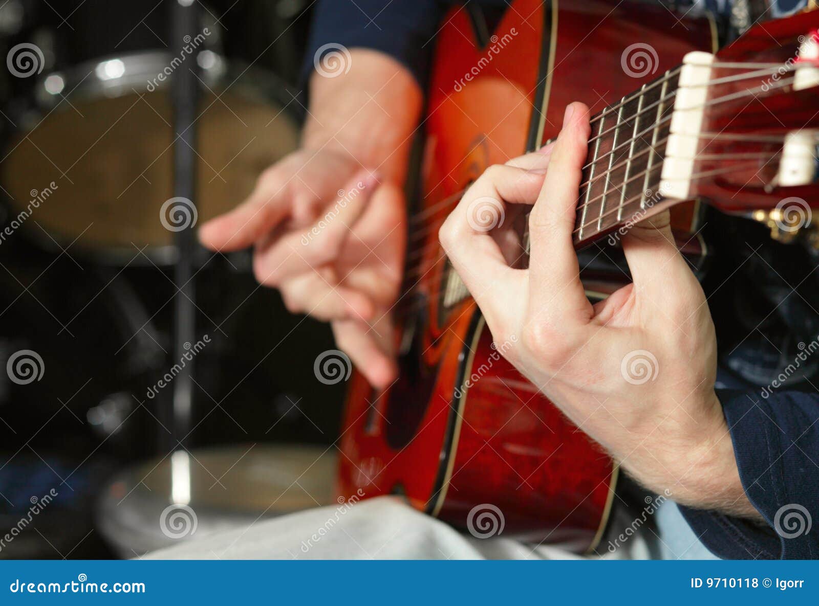 Hand of guitarist stock photo. Image of string, close - 9710118
