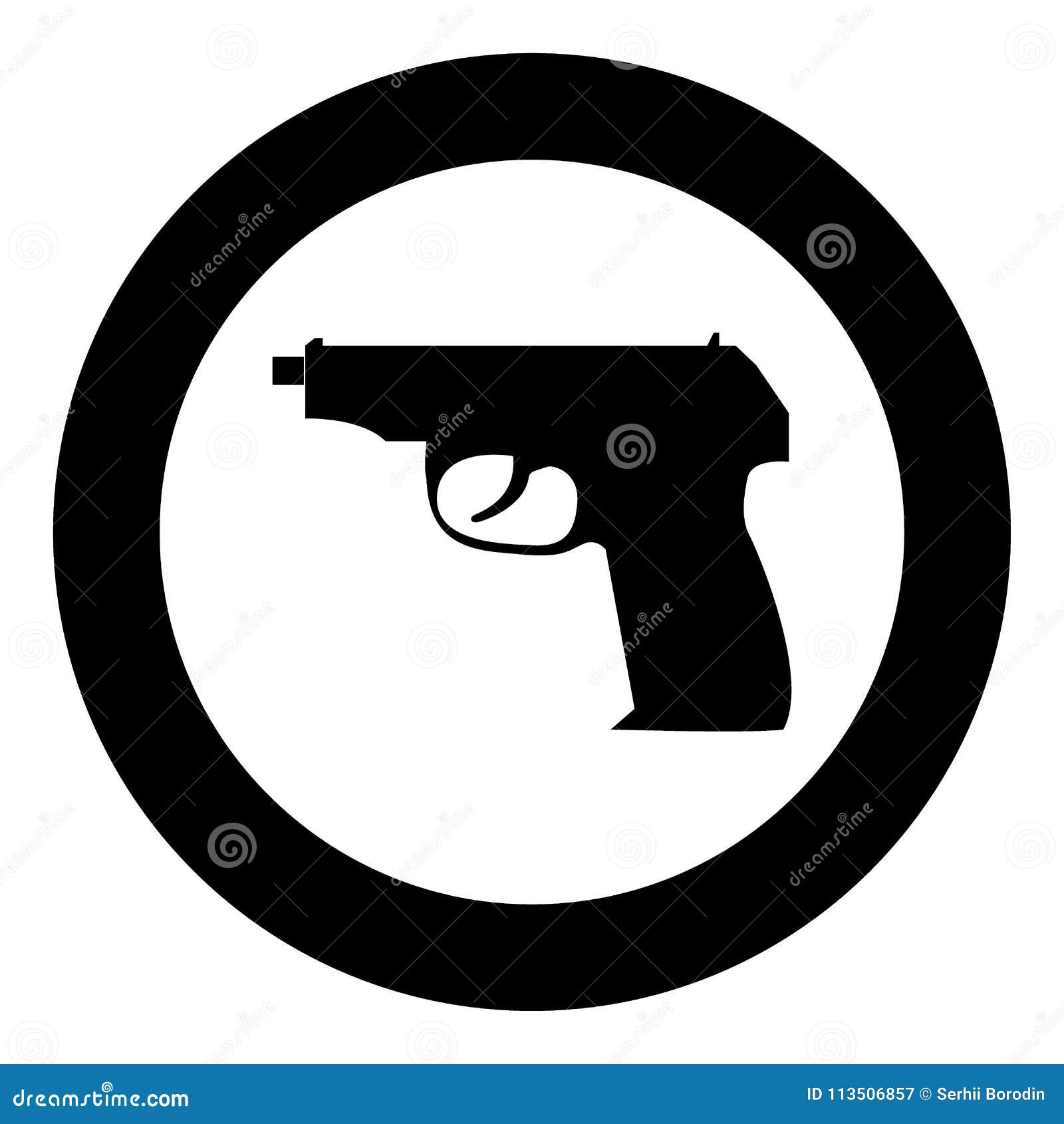 Hand Gun Icon Black Color in Circle Stock Vector - Illustration of ...