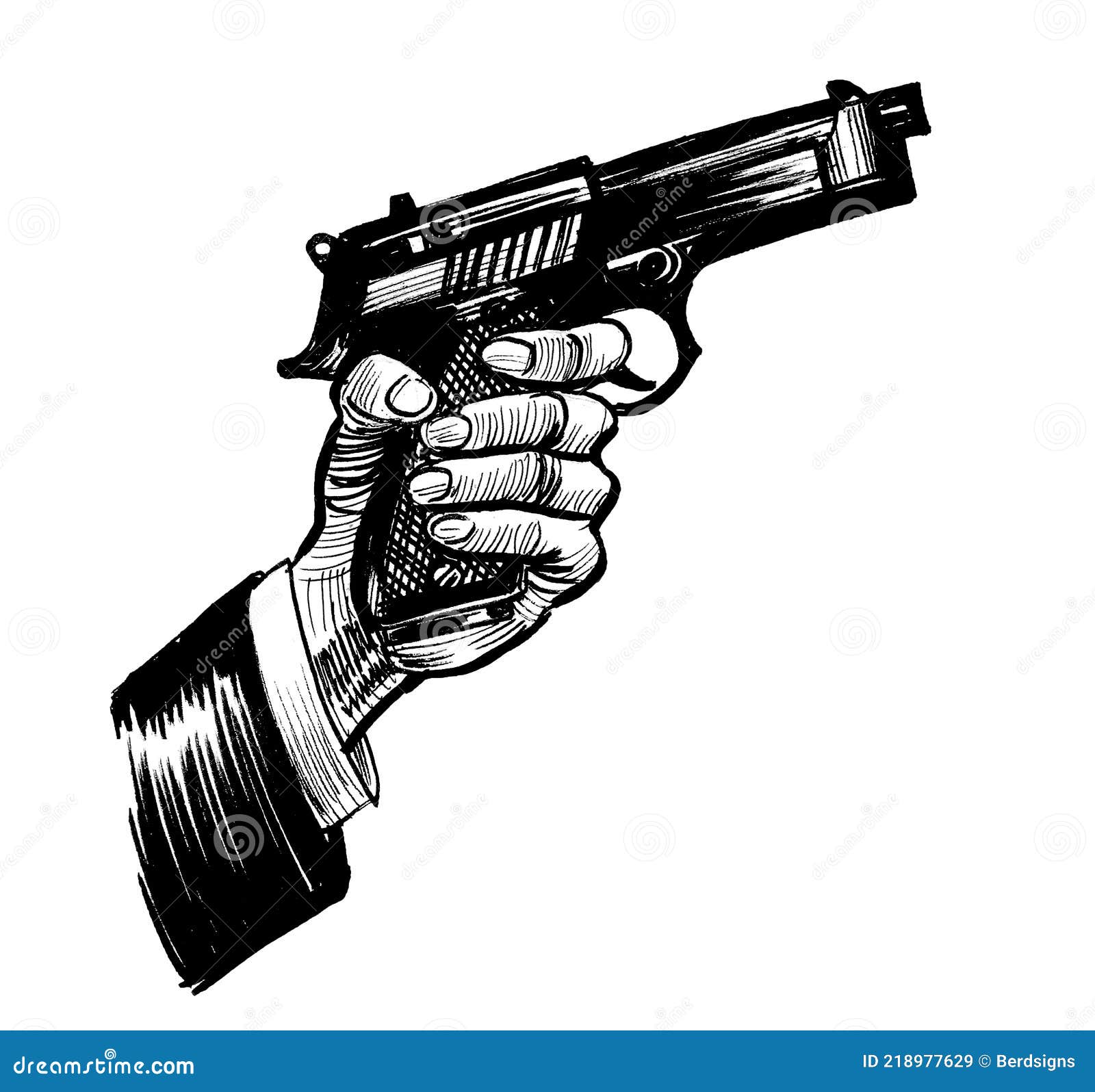 Hand and gun stock illustration. Illustration of holding - 218977629
