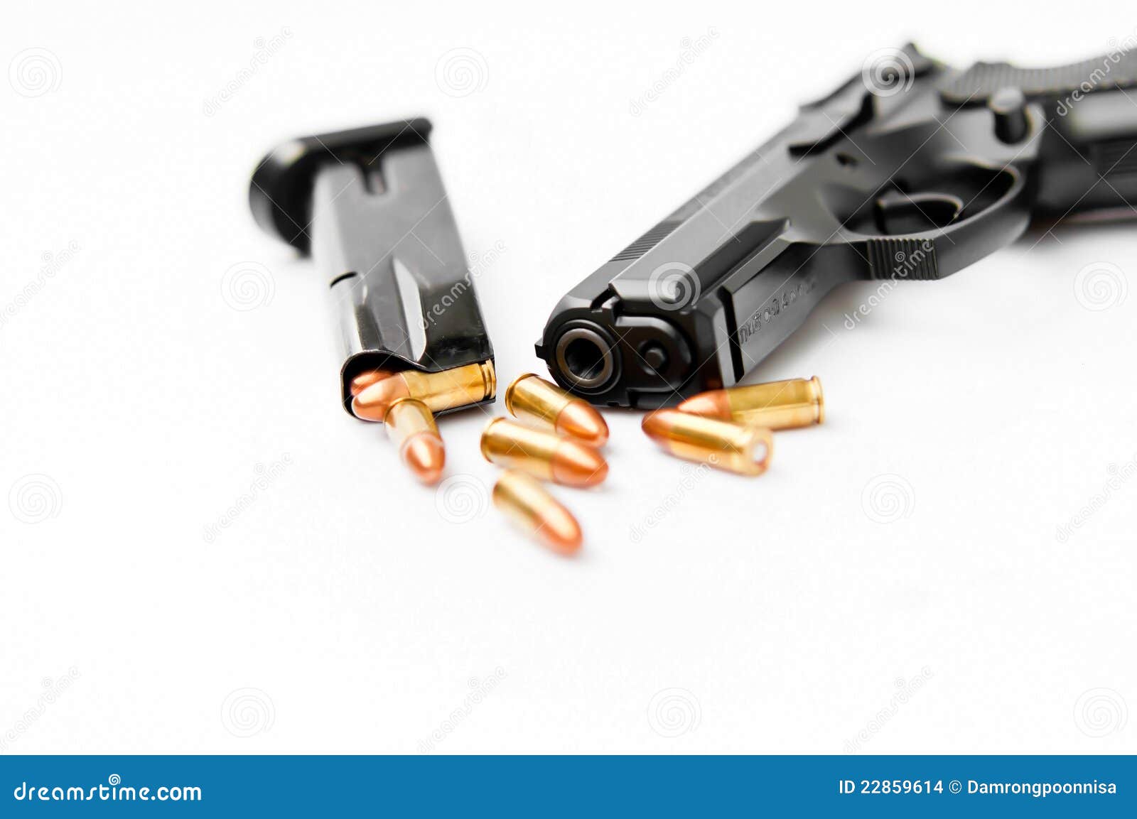 Hand gun and magazine stock photo. Image of marksmanship - 22859614