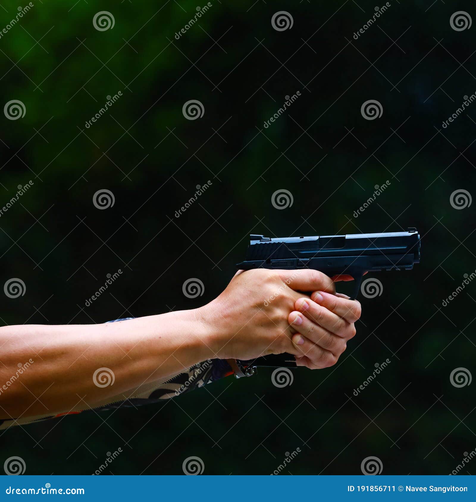 Hand Gun Pistole in a Man Hand Stock Image - Image of pistole, security ...