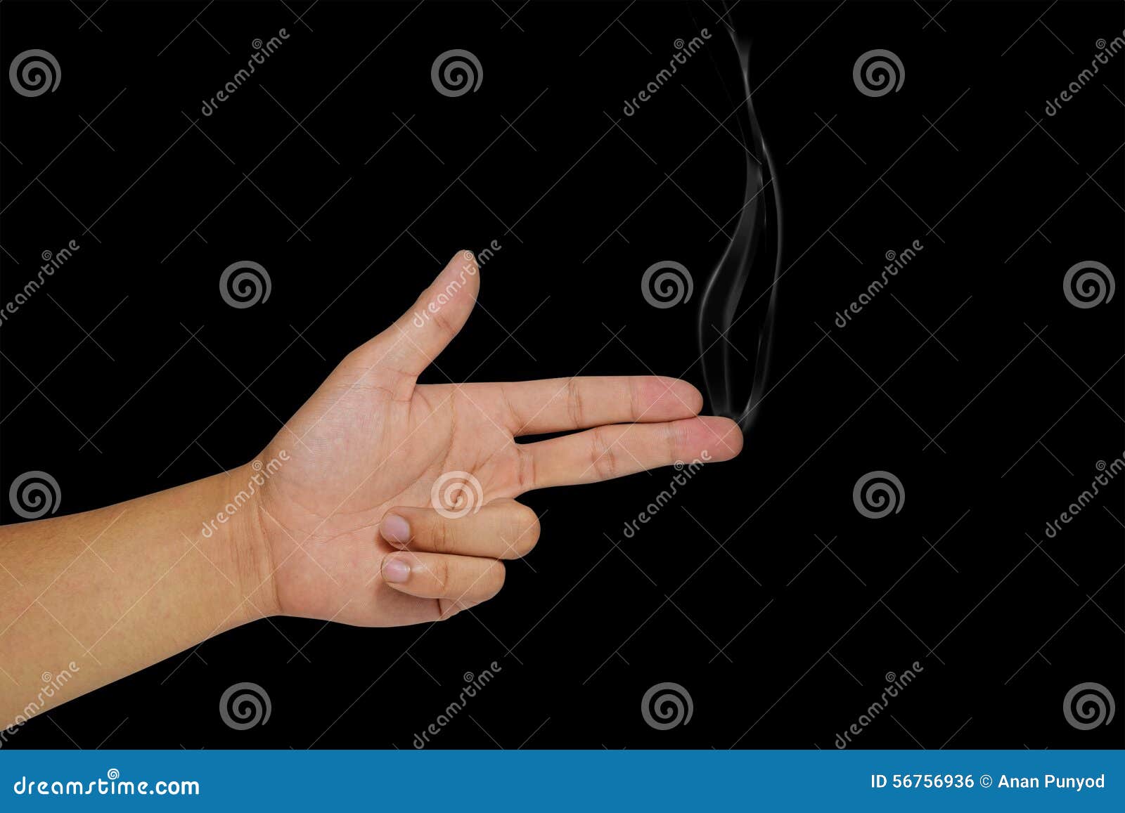 Hand Gun Pretending and Smoke Stock Photo - Image of hand, male: 56756936