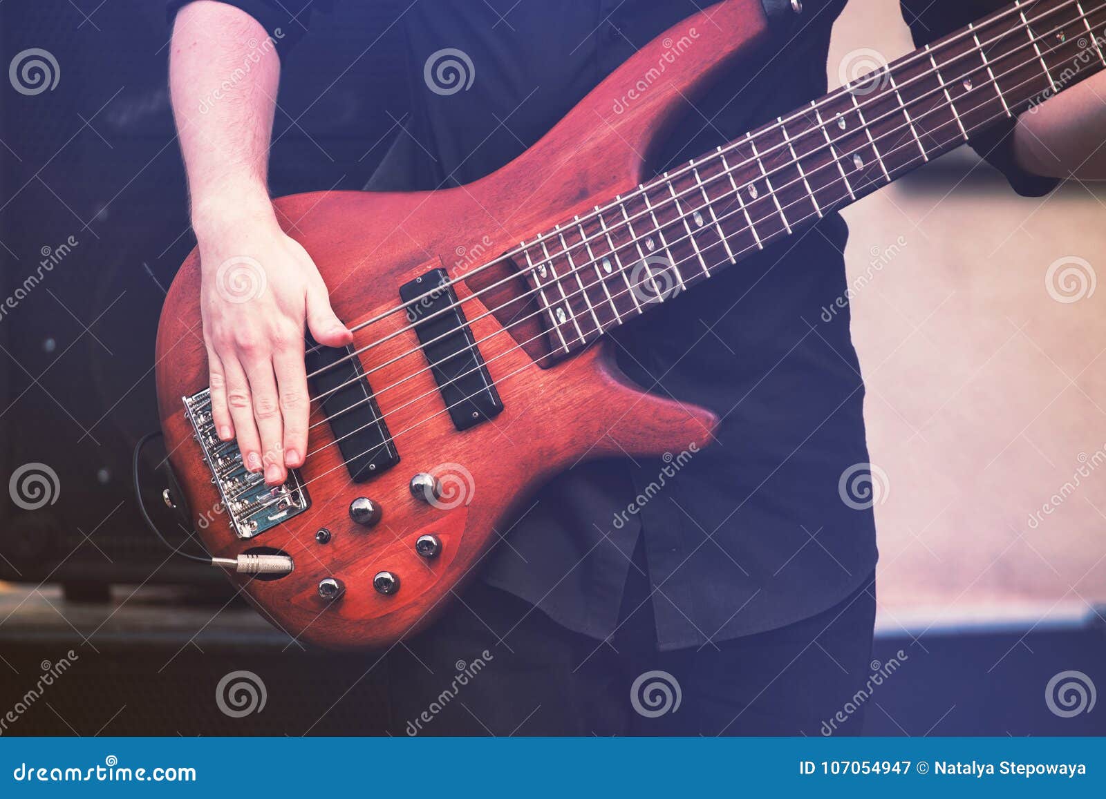 Hand of a Guy Playing the Guitar, Bass Guitar Stock Image - Image of ...