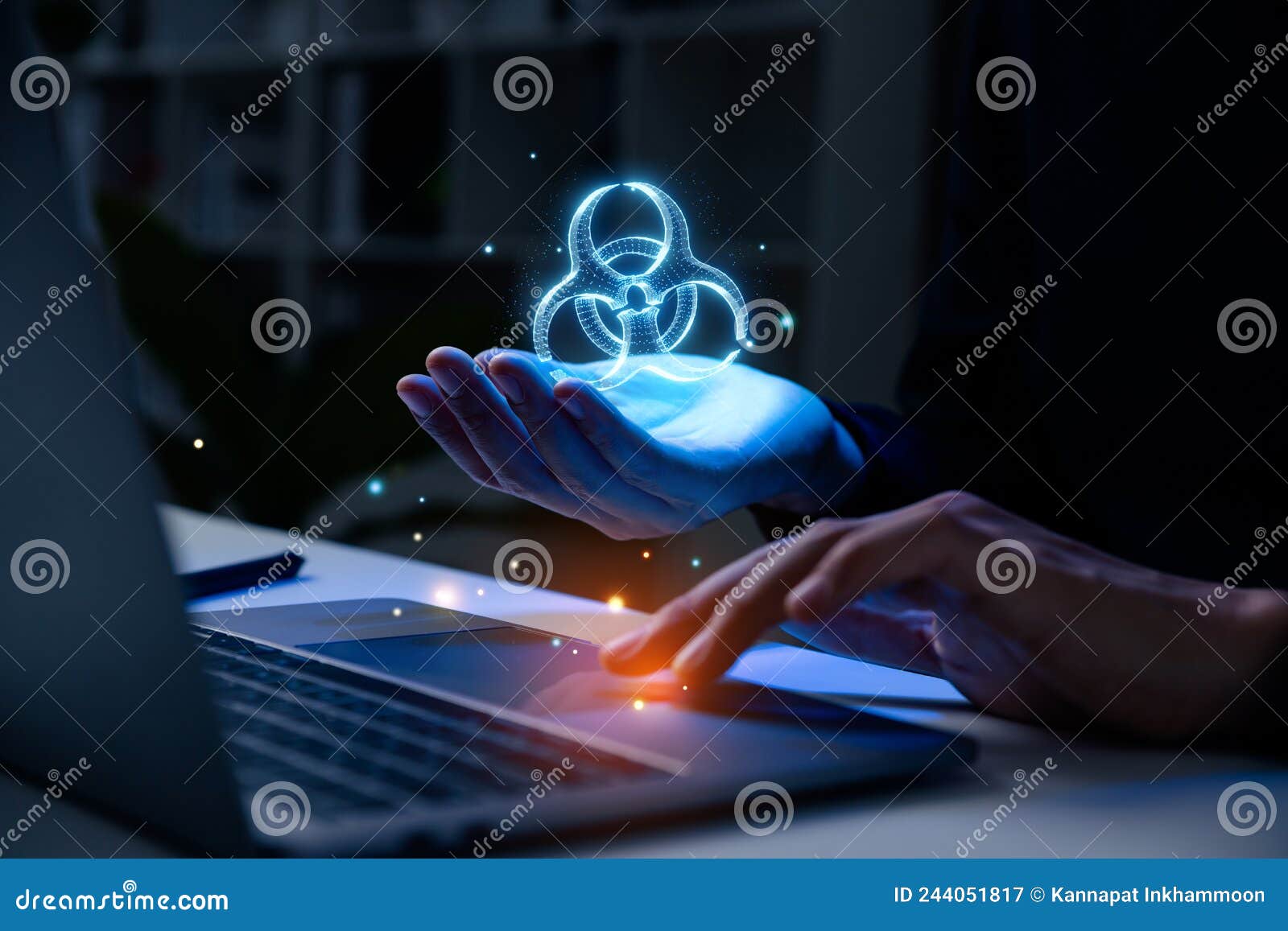Hand of Hacker Holding Computer Virus and Get Ready To Attack People on ...