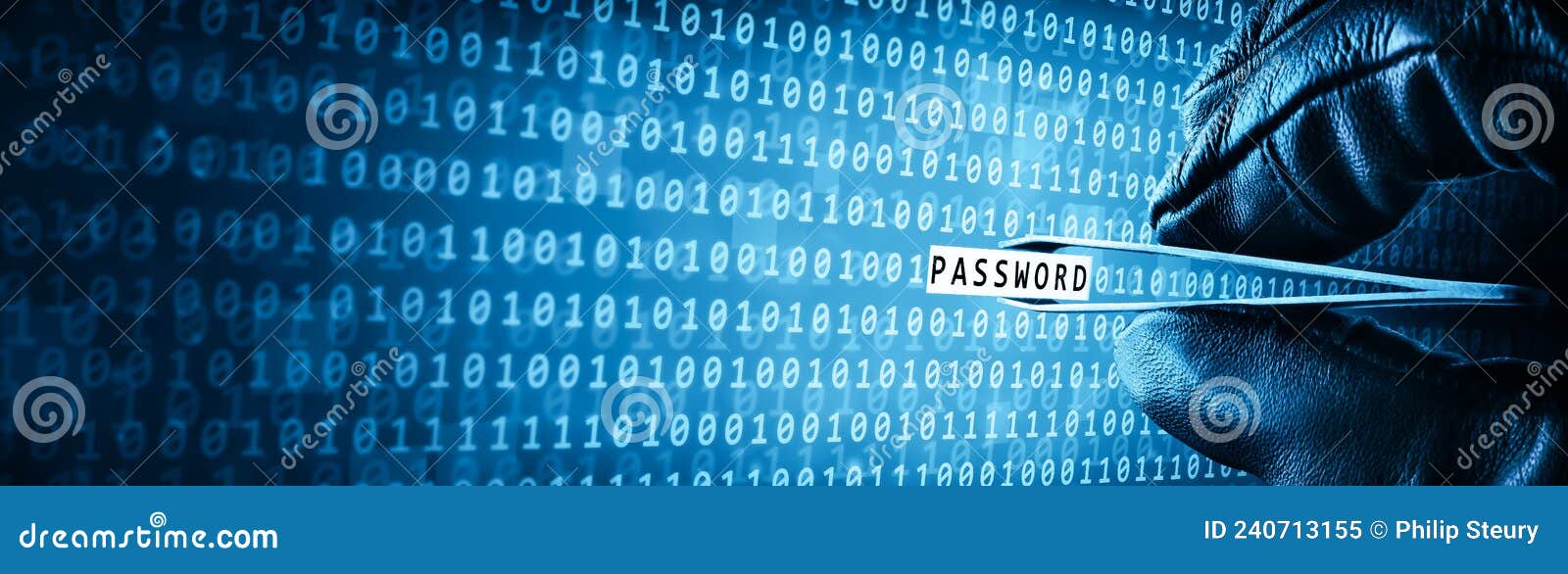 Hand of Hacker with Leather Glove and Tweezers Stealing Password from ...