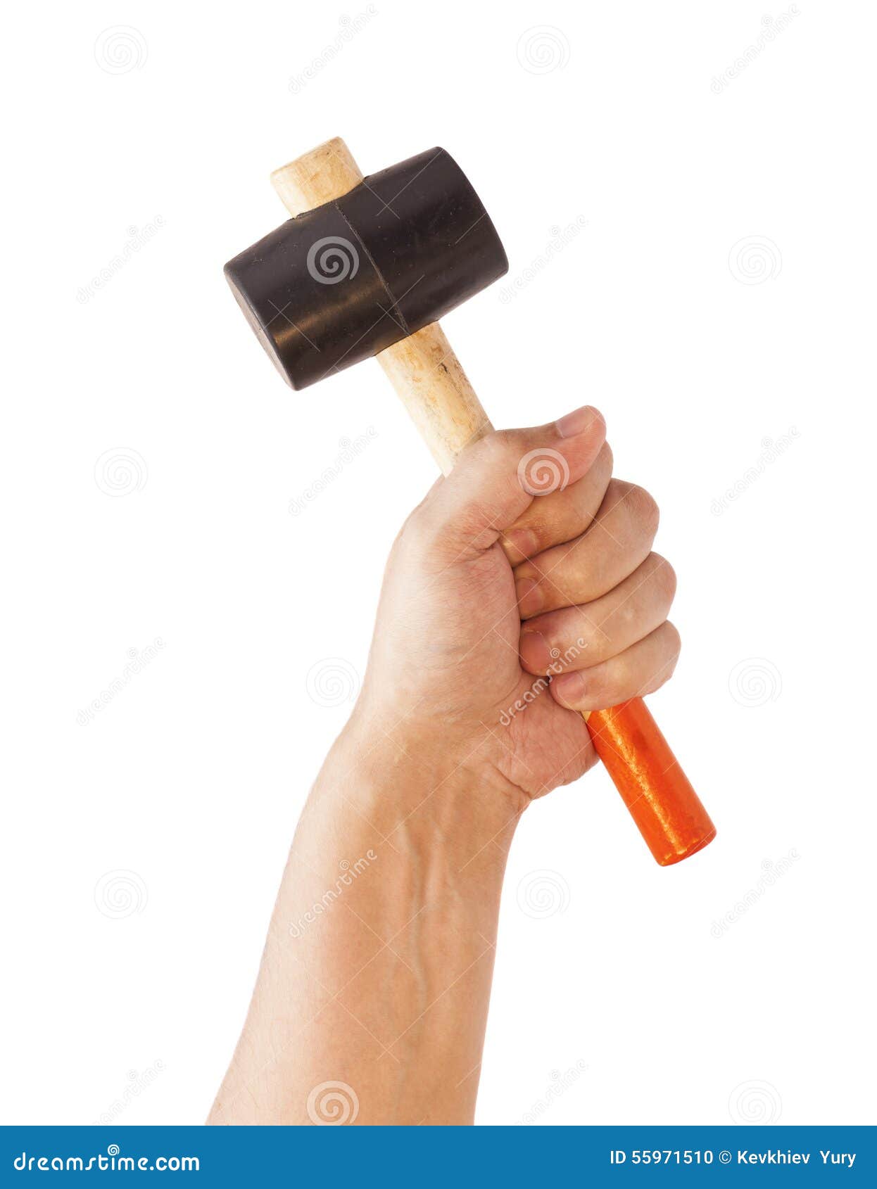 Hand with hammer isolated stock photo. Image of isolated - 55971510