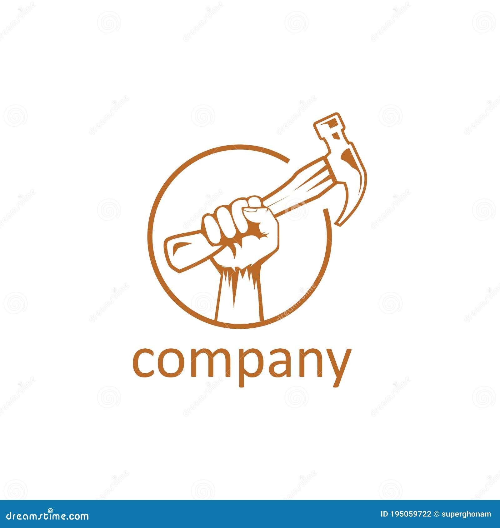 Hand and Hammer Logo Design Template Stock Vector - Illustration of ...