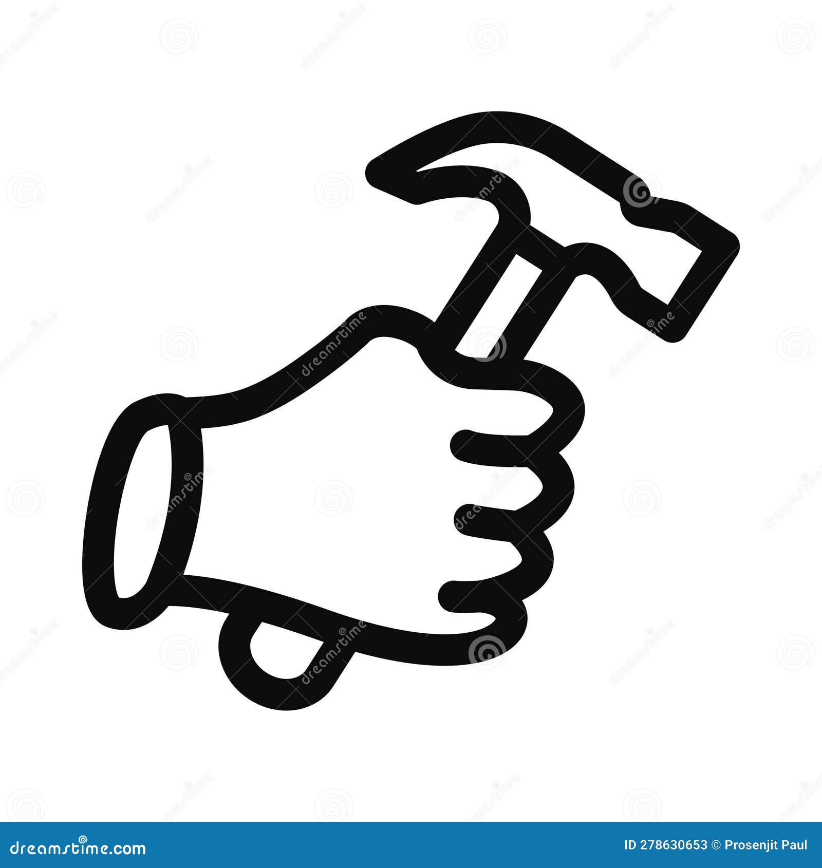 Hand, Hammer, Work Tools. Hammer on Hand Icon Stock Vector ...